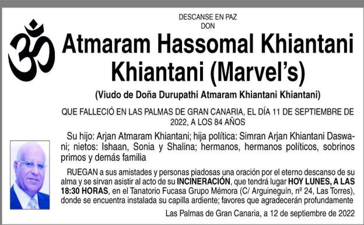 Atmaram Hassomal Khiantani Khiantani (Marvel's) | Canarias7