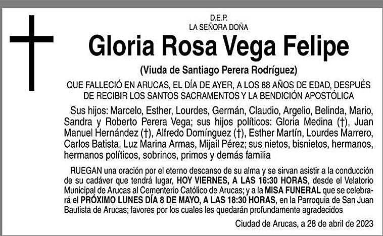 Gloria Rosa Vega Felipe | Canarias7