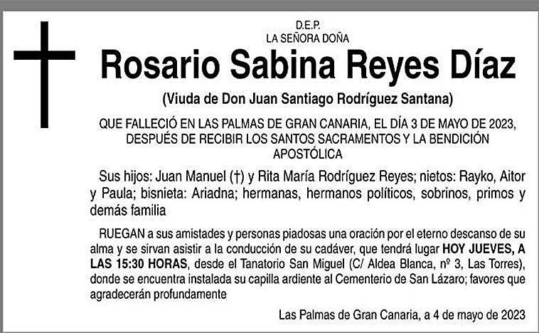 Rosario Sabina Reyes Díaz | Canarias7