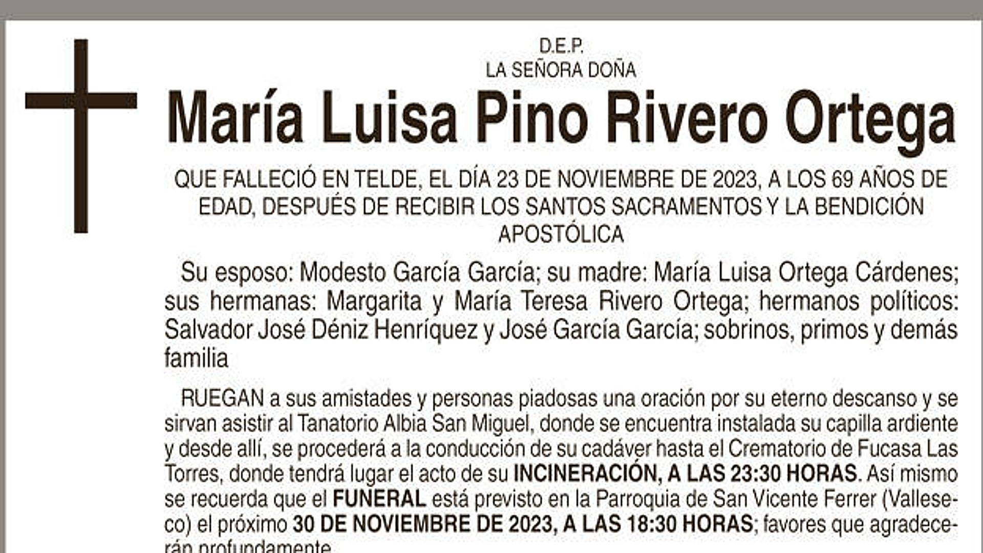 María Luisa Pino Rivero Ortega | Canarias7
