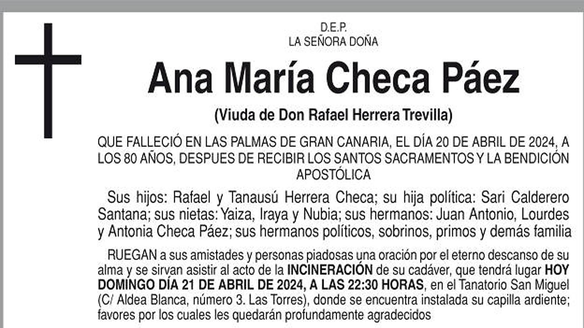 Ana María Checa Páez | Canarias7