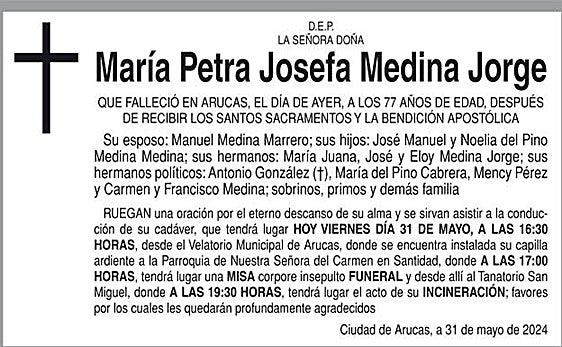 María Petra Josefa Medina Jorge | Canarias7