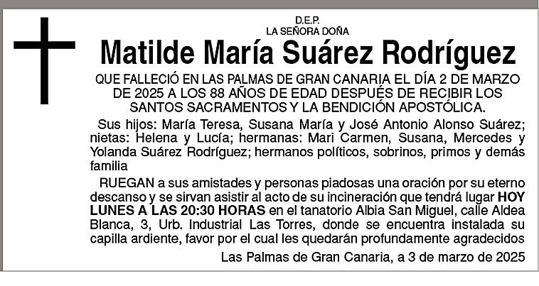 Matilde María Suárez Rodríguez | Canarias7
