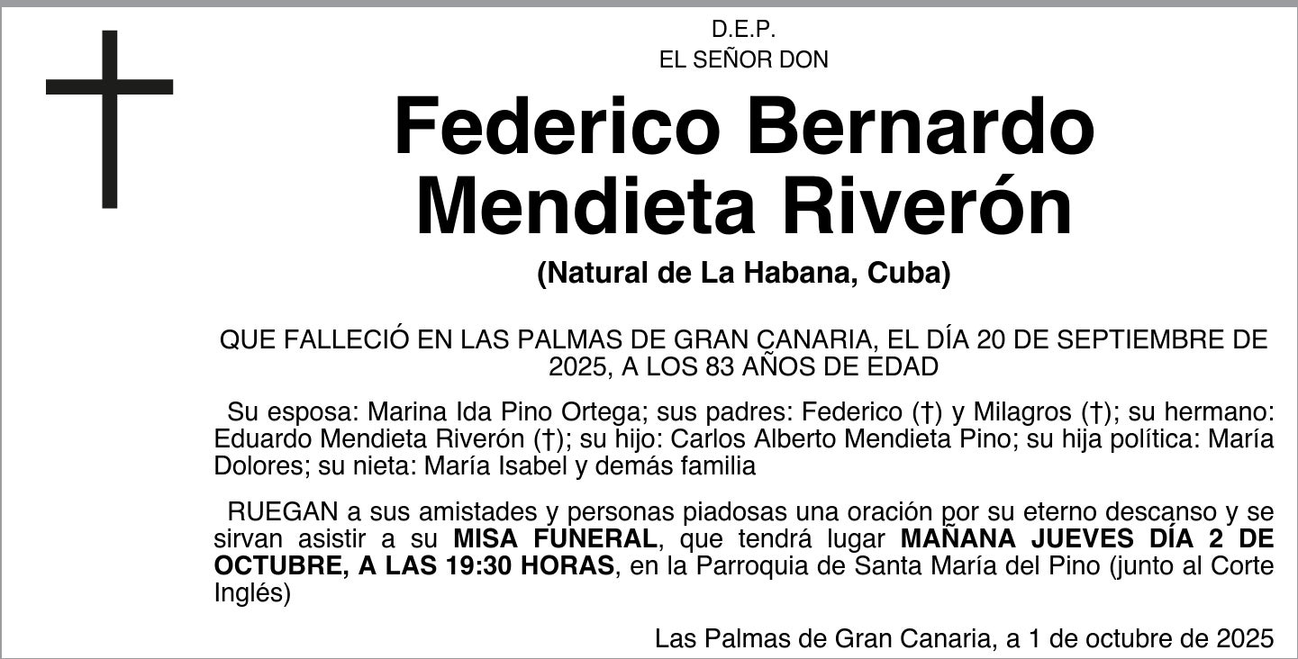 Federico Bernardo Mendieta Riverón Canarias7