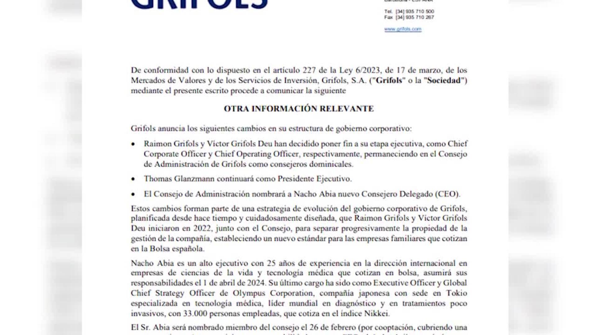 Grifols nombra CEO a partir de abril a Nacho Abia | Diario Sur