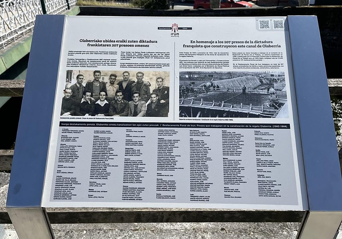 Una placa recuerda a los presos de la dictadura franquista que construyeron el canal de ...