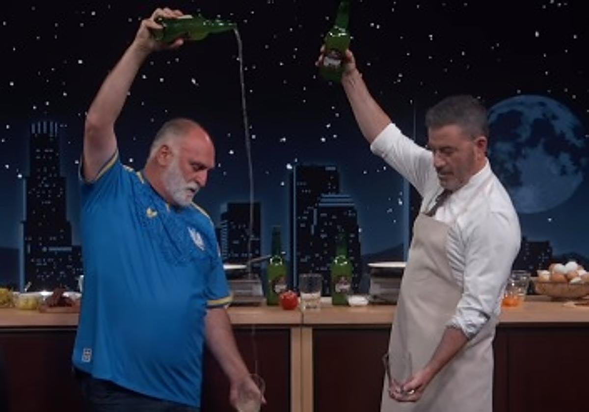 José Andrés enseña a Jimmy Kimmel a escanciar sidra | El Comercio ...