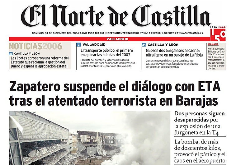Zapatero suspende el diálogo con ETA tras el atentado terrorista en ...