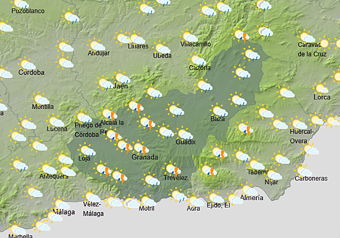 La DANA amenaza a Granada con tormentas con gran actividad eléctrica y ...