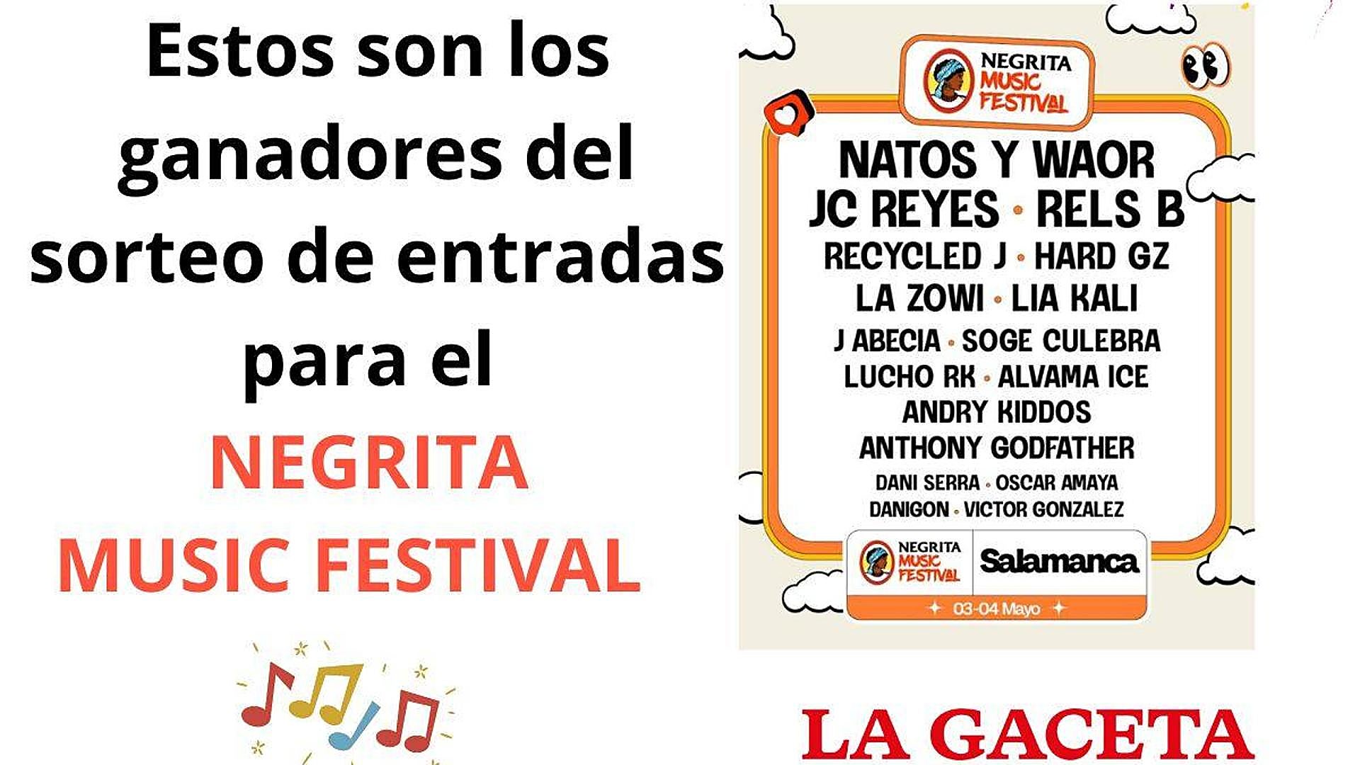 Estos son los ganadores del sorteo de entradas para el «Negrita Music ...