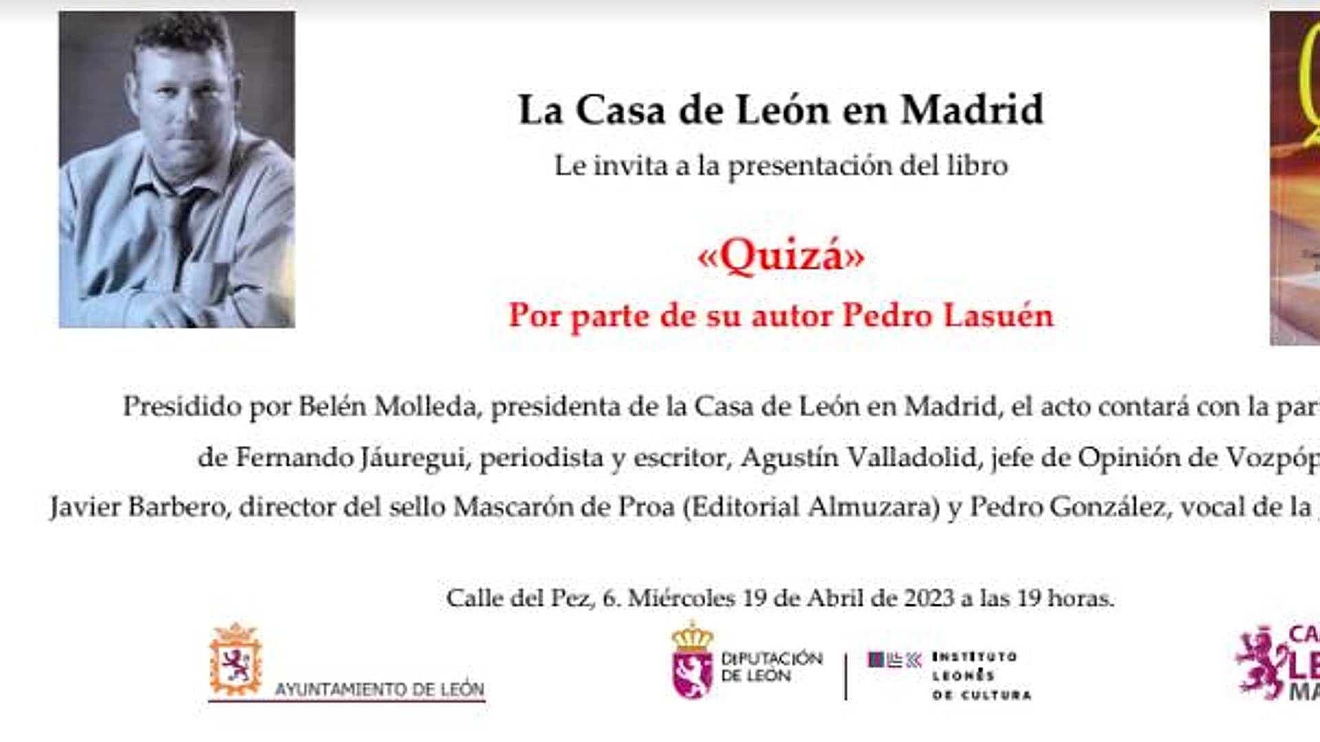 La Casa de León en Madrid acoge la presentación del libro 'Quizá ...